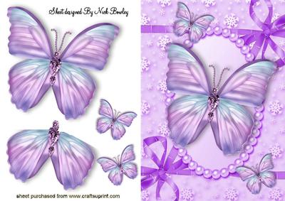 Pretty Purple Butterflies in Pearl Frame - CUP516003_415 | Craftsuprint