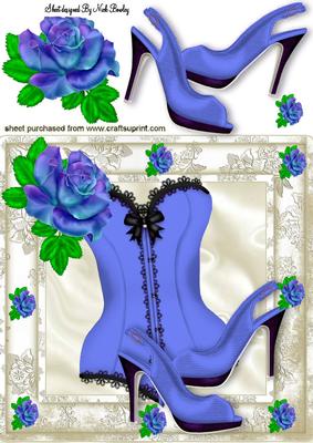 Pretty Cornflower Blue Rose & Basque 8x8 - CUP520310_415 | Craftsuprint