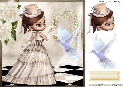 Steampunk Lady with White Dove 8x8 - CUP522422_415 | Craftsuprint