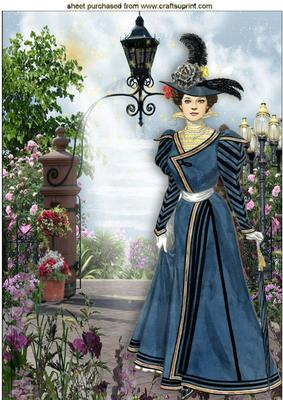 Elegant Vintage Lady in a Flower Garden A4 - CUP522995_415 | Craftsuprint