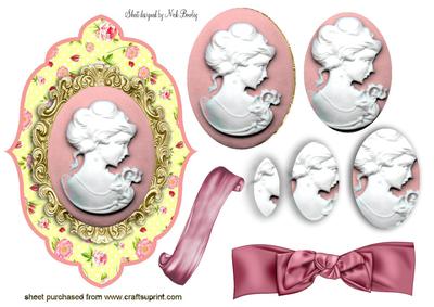 Pink Cameo Lady with Flowers and Bow Oval Pyramids - CUP538108_415 ...