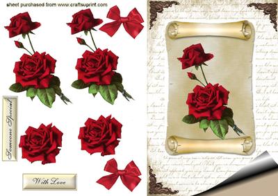 Beautiful Red Rose on a Scroll with Script Paper - CUP54661_415 ...