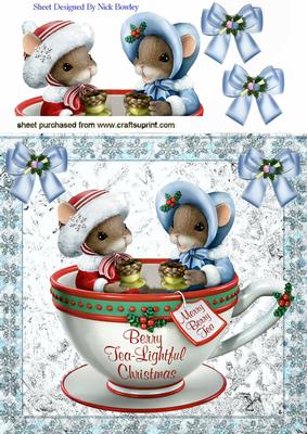 Two Little Christmas Mice Sitting in a Teacup 8x8 - CUP548535_415 ...