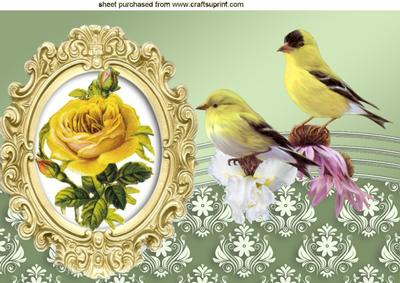 Yellow Roses with Yellow Birds A4 - CUP548765_415 | Craftsuprint