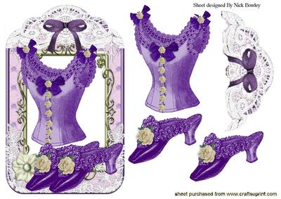 Pretty Lace Purple Vintage Basque & Shoes - CUP550420_415 | Craftsuprint
