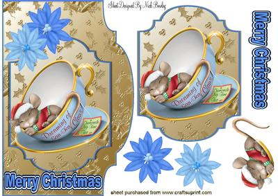 Christmas Mouse in a Teacup, Topper & Card - CUP553829_415 | Craftsuprint