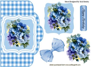 Pretty Blue Flower Topper & Card - CUP557543_415 | Craftsuprint