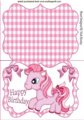 My Little Pink Pony with Bows Bracket Card - CUP558385_415 | Craftsuprint