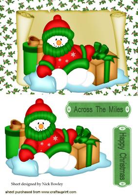 Snowman Keeping Warm with Pressies on a Scroll - CUP560864_415 ...