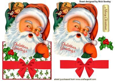 Lovely Santa with Presents Over the Edge Card with Holly - CUP566554 ...