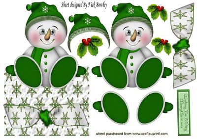 Jolly Little Snowman in Green with Holly Over the Edge - CUP582664_415 ...