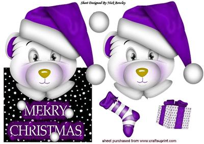 Lovely Santa Bear in Purple Over the Edge - CUP582846_415 | Craftsuprint