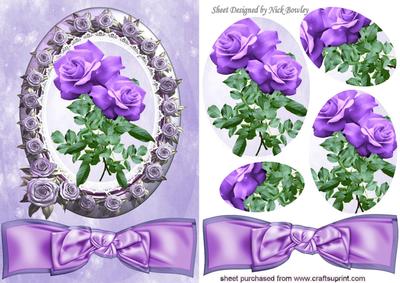 Pretty Lilac Roses in Rose Frame and Bow Oval Pyramids - CUP586962_415 ...