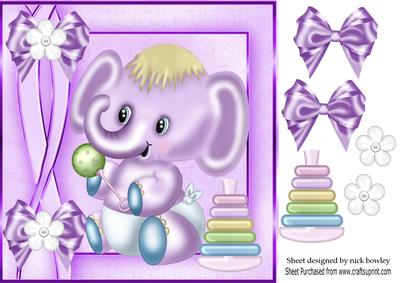 Cute Baby Ele, with His Rattle and Toys 8x8 - CUP606630_415 | Craftsuprint