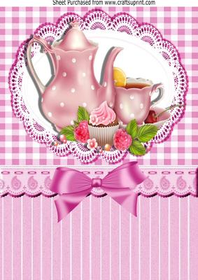 Pretty Pink Porcelaine China with Roses on Lace A4 - CUP609069_415 ...