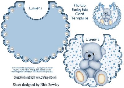 Gorgeous Little Blue Bear on Star Bib - CUP621308_415 | Craftsuprint
