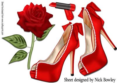 Pretty Red and Pearl Shoes on Lace with Rose A4 - CUP621985_415 ...