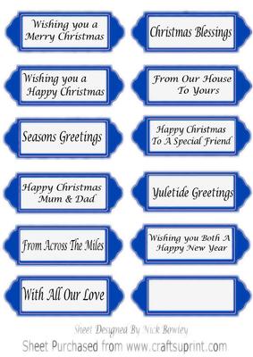 Various Christmas and Seasonal Sentiments on Blue Tags - CUP628603_415 ...