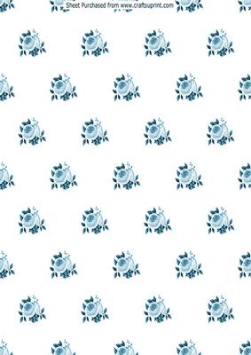 Pretty Blue Rose Backing Paper - CUP628877_415 | Craftsuprint