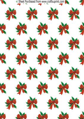 Red & Gold Bows on Holly Backing Paper - CUP630171_415 | Craftsuprint