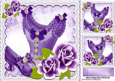 Pretty Purple Vintage Basque with Roses 8x8 - CUP634753_415 | Craftsuprint