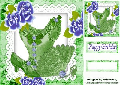 Pretty Green Basque with Lace Fan and Shoes 8x8 - CUP634808_415 ...