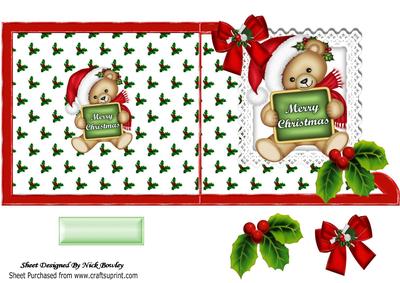 Cute Little Bear in Santa Hat with Holly Over the Edge - CUP635715_415 ...