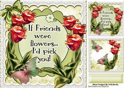 If Friends Were Flowers - I'd Pick You, and Red Flowers 8x8 - CUP635849 ...