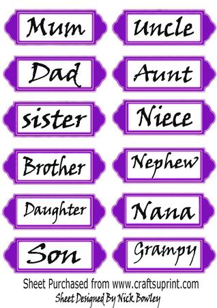 Purple Family Word Tags - CUP637548_415 | Craftsuprint
