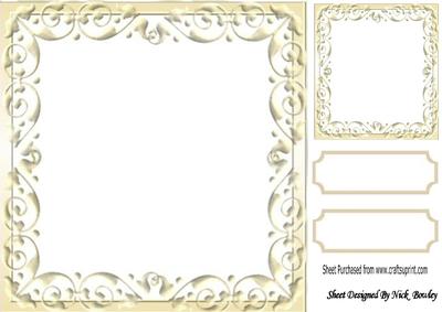Lovely Cream Scroll Frame, with Topper & Tags 8x8 - CUP637701_415 ...