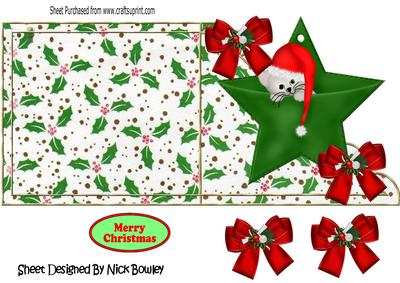 Kitten in Santa Hat Sleeping on a Star Over the Edge Card - CUP640200 ...