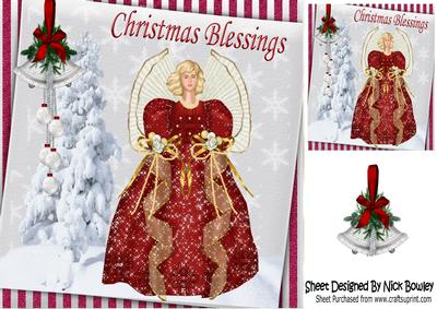 Red Christmas Angel, with Snow Tree 8x8 - CUP645404_415 | Craftsuprint