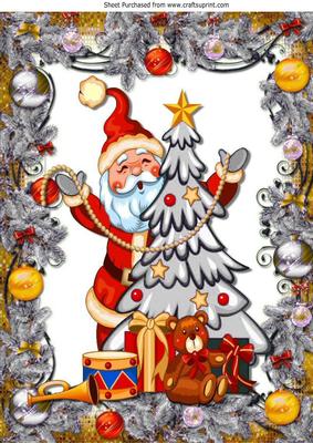 Santa with Silver Christmas Tree and Toys A4 - CUP650860_415 | Craftsuprint