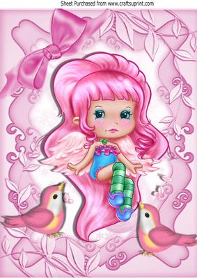 Cute Pink Candy Faerie, with Little Pink Birds A4 - CUP677825_415 ...