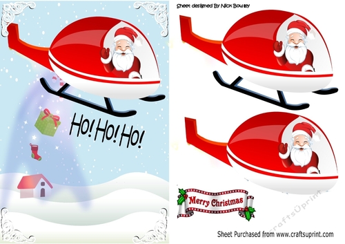 Santa dropping presents of in style, in a helicopter - CUP713448_415 ...