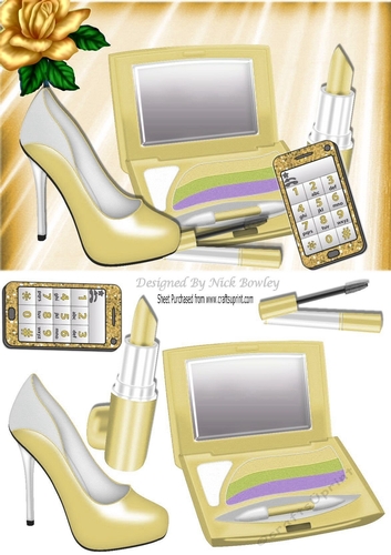 gold makeup with glitter mobile phone and rose A5 - CUP719354_415 ...