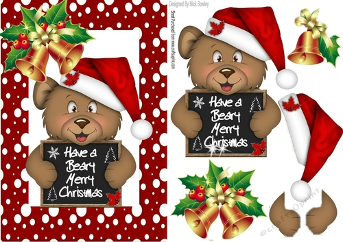 Have a Beary Merry Christmas! teddy with bell in red frame - CUP723384 ...