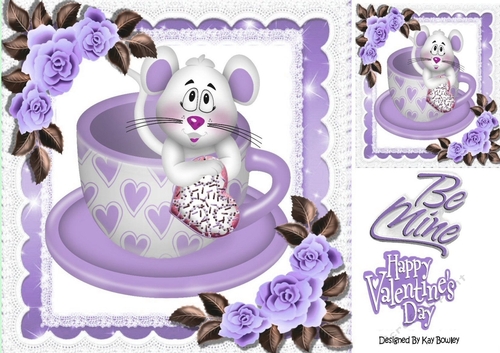 Cute little mouse in teacup with lilac roses 8x8 - CUP723700_415 ...