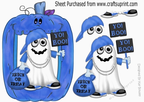 Yo! Boo, Halloween Rapper Ghost in pumkin blue frame A5 - CUP731681_415 ...