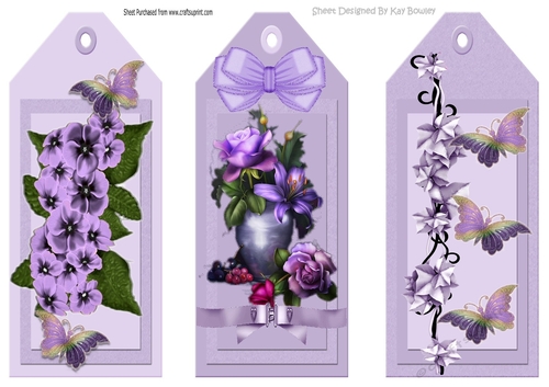 Three Pretty floral lilac bookmarks/toppers - CUP734345_415 | Craftsuprint