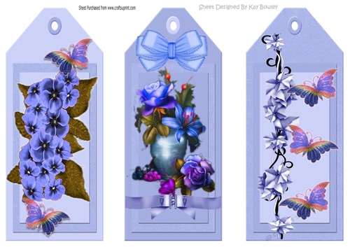 Three Pretty floral blue bookmarks/toppers - CUP734349_415 | Craftsuprint