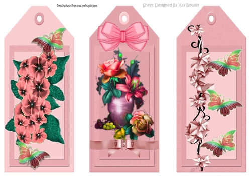 Three Pretty floral peach bookmarks/toppers - CUP734352_415 | Craftsuprint