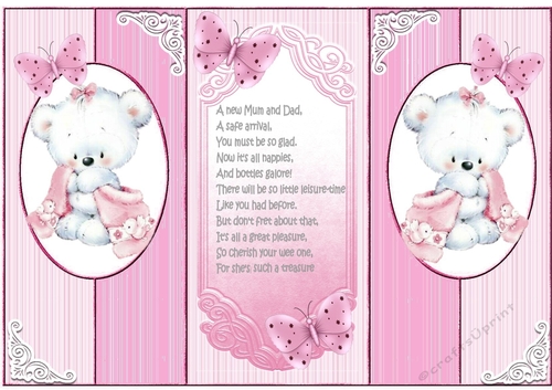Cute little pink teddy for baby girl pop out card - CUP734886_415 ...
