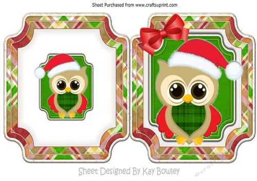 christmas owl in santa hat on folded card with bow - CUP739134_415 ...