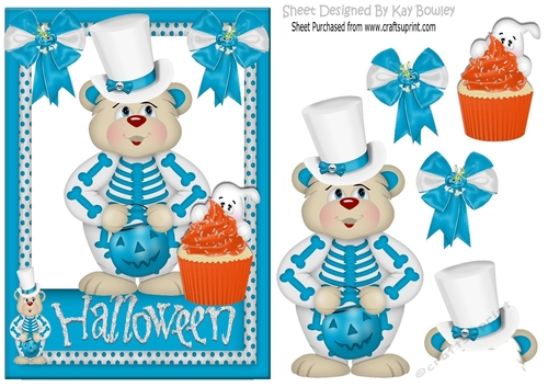 Halloween Skeleton bear with pumpkin and ghost A5 - CUP739240_415 ...