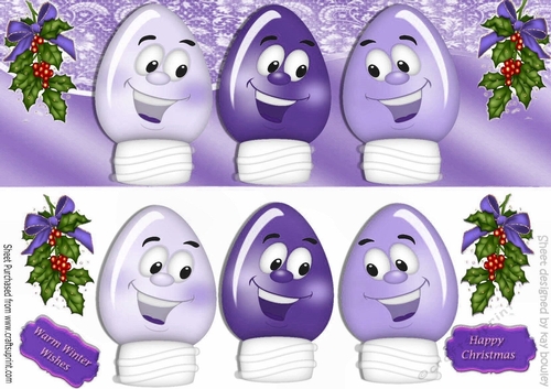 toony face christmas purple lightbulbs with hollyl DL - CUP747112_415 ...