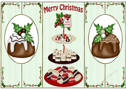 Lovely cut and fold quick card with christmas cookies & cakes ...