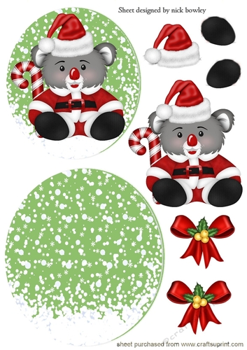 Koala bear in santa hat with bows rocker card - CUP754536_415 ...