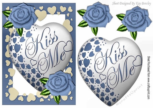 Kiss me heart! with blue roses - CUP757156_415 | Craftsuprint