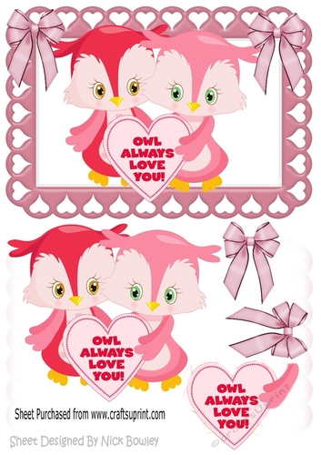 OWL ALWAYS LOVE YOU! Cute owls with bows in heart frame - CUP758499_415 ...